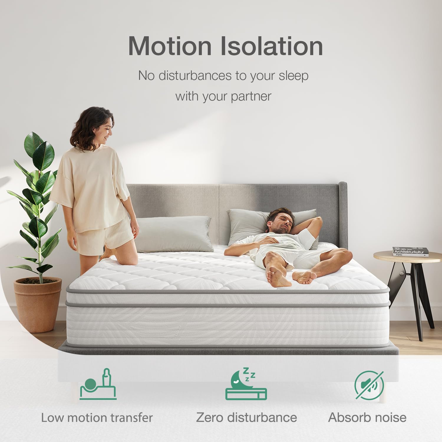 Novilla Queen Mattress in a Box, 12 inch Queen Size Mattress with Independent Spring & Comfortable Foam, Queen Hybrid Mattress for Back Pain Relief & Support, Motion Isolation, Certipur-Us Certified