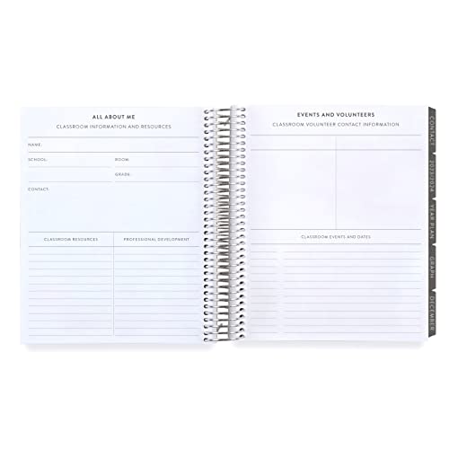 Erin Condren 7" x 9" Platinum Coiled Focused Teacher Lesson Planner (August 2023 - July 2024) - Quartz Grid Vegan Leather Cover - 80 Lb. Thick Mohawk Paper, 12 Month Calendar