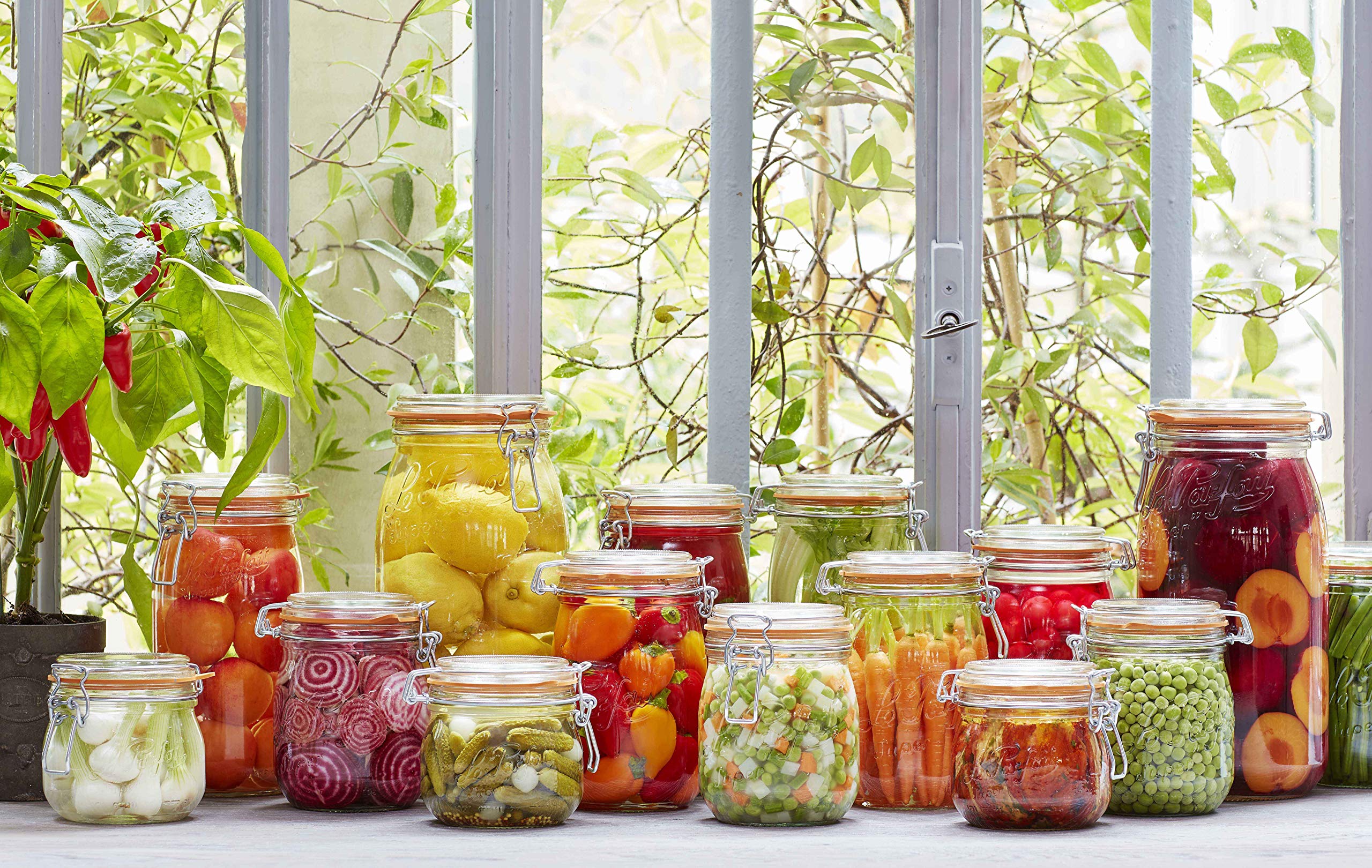 Le Parfait Super Jar - 3L French Glass Canning Jar w/Round Body, Airtight Rubber Seal & Glass Lid (96oz/3 Quarts, Single Jar)