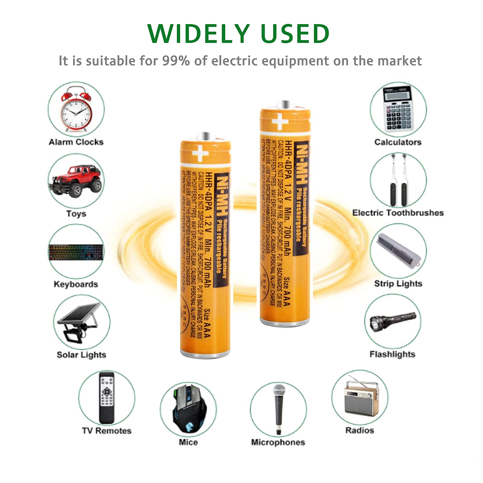 EOCIK 6 Pack HHR-4DPA NI-MH Rechargeable AAA Batteries for Panasonic 1.2V 700mAh AAA Rechargeable Battery for Cordless Phones