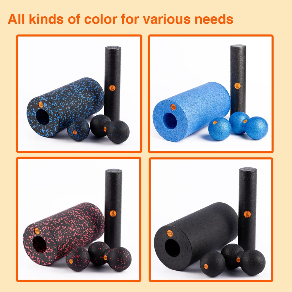 GGSDDUP Exercise Back Roller Foam for Legs and Shoulder Physical Therapy Calf Foam Roller Set for Back Pain Soft Full Body Roller with Peanut Rolling Ball for Muscle Deep Tissue Massage,Pb