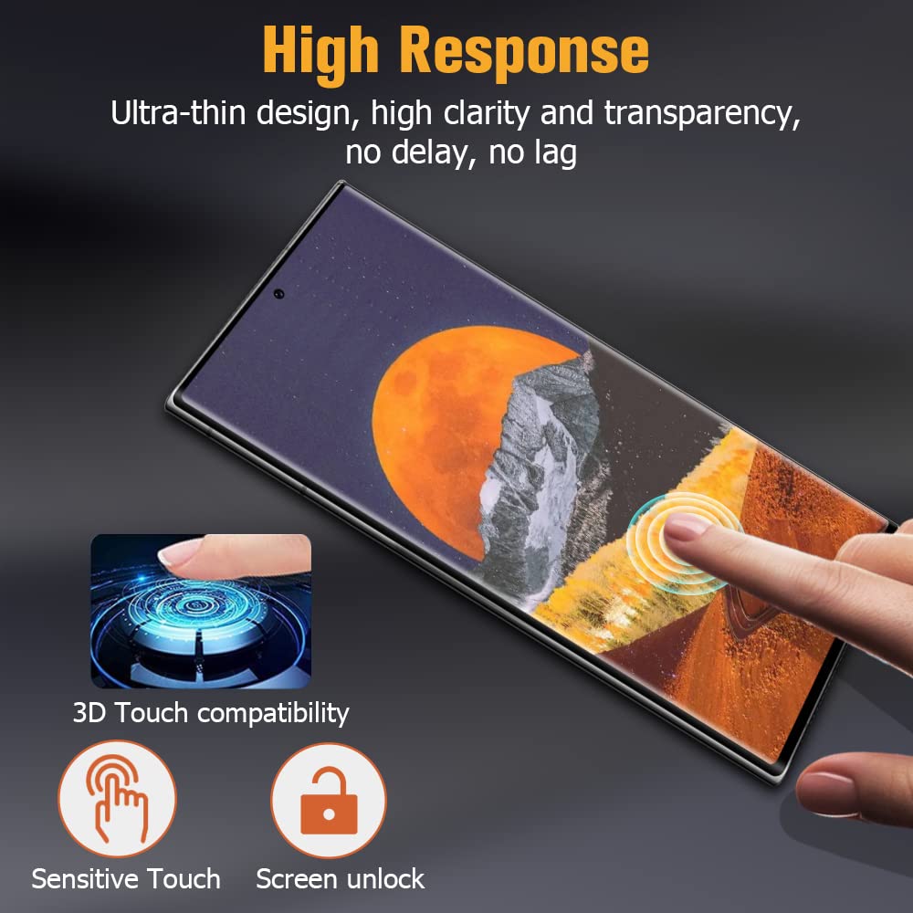 Galaxy S22 Ultra Screen Protector 【2+2 Pack】With Camera Lens Protector, Compatible Fingerprint, 3D Glass Full Coverage 9H Hardness Tempered Glass Screen Protector for Samsung Galaxy S22 Ultra 5G 6.8
