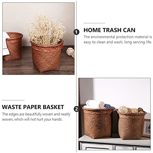 SAFIGLE s Small Trash Can Wastebasket Trash Container Woven Waste Basket Trash Bin for Home, Office, Bathroom, Kitchen, Dorms, Under Desk, 26/28/33CM Tiny Trash Can Desk Accessories