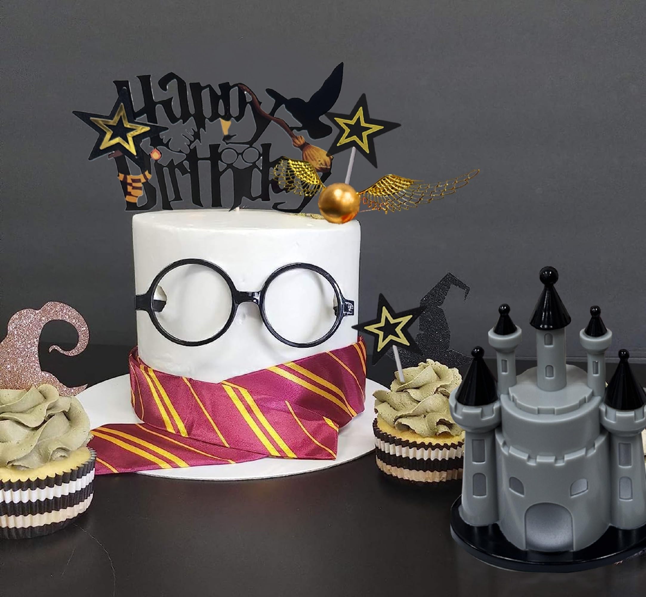 GallaRato 16 PCS Wizard Party Supplies Wizard Birthday Cake Decoration Wizard Birthday Party Favors Wizard Cake Topper Castle Cake Topper