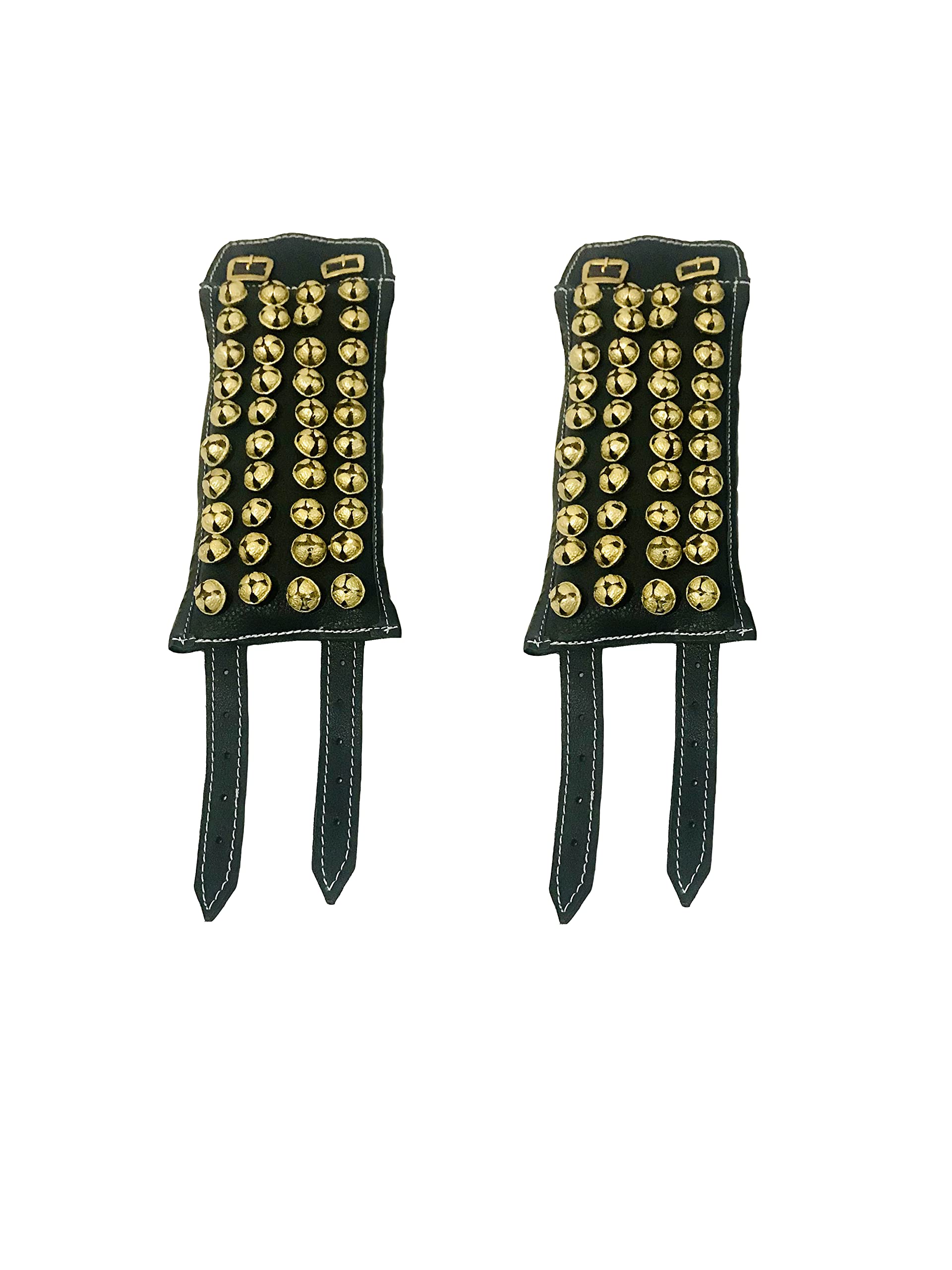Ghungroo dancing bells ghunghroo bells ankle bells Black leather pad pair Four Line Ghungroo (40+40) Dance Accessories Kathak (16 NO.) musical anklet for Bharatnatyam classical Indian dancers