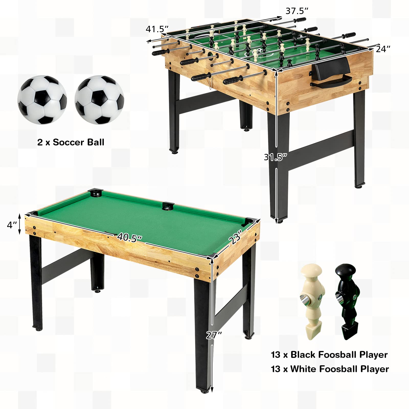 Giantex 10-in-1 Multi Game Table, Combo Game Table Set w/Hockey, Foosball Pool Ping-Pong Chess Cards Checkers Bowling, Shuffleboard, Backgammon, Adult Size Foosball Table for Game Room, Family