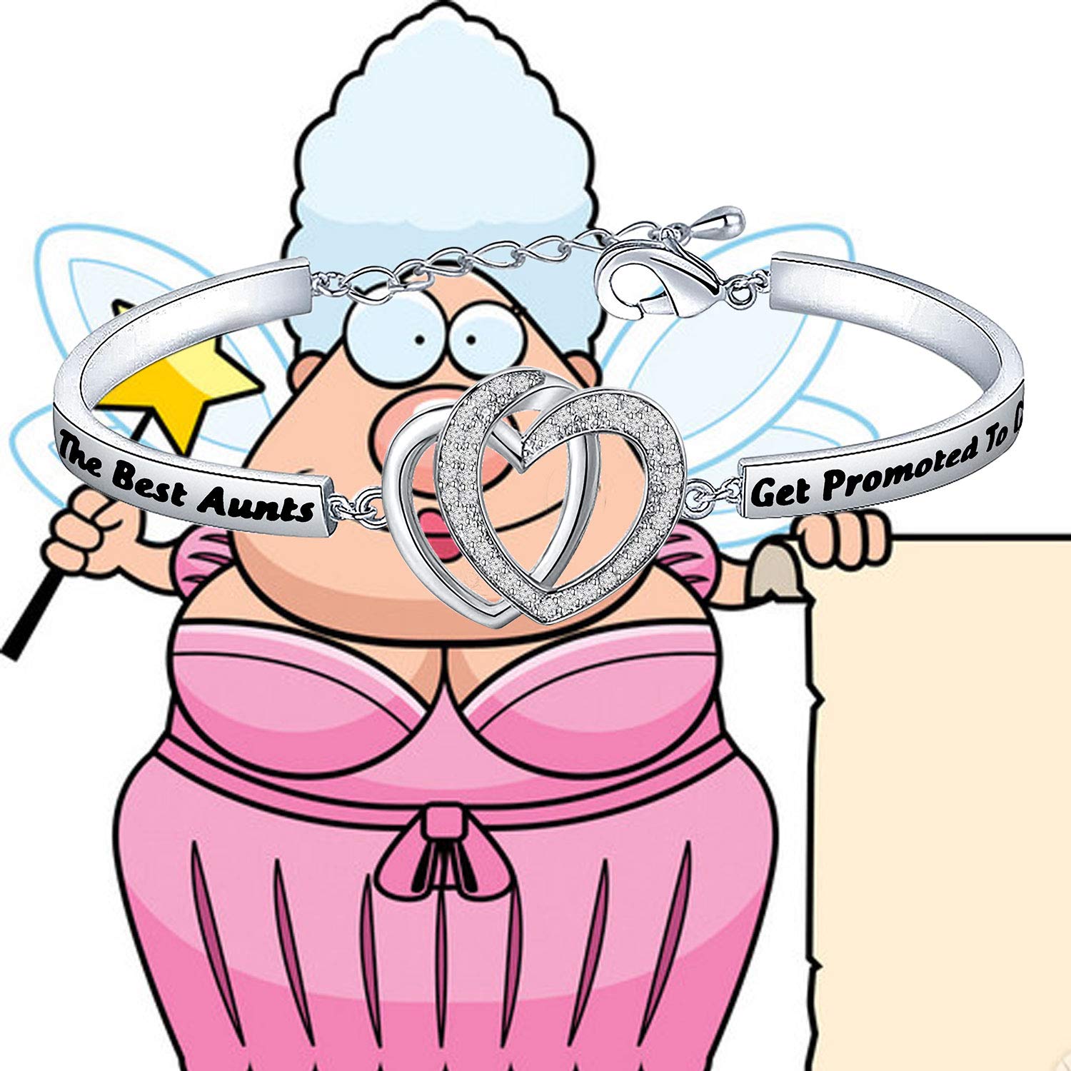 FOTAP Godmother Bangle Only The Best Aunts Get Promoted to Godmother Bracelet Baptism Gift for Aunt (Aunt Godmother S)