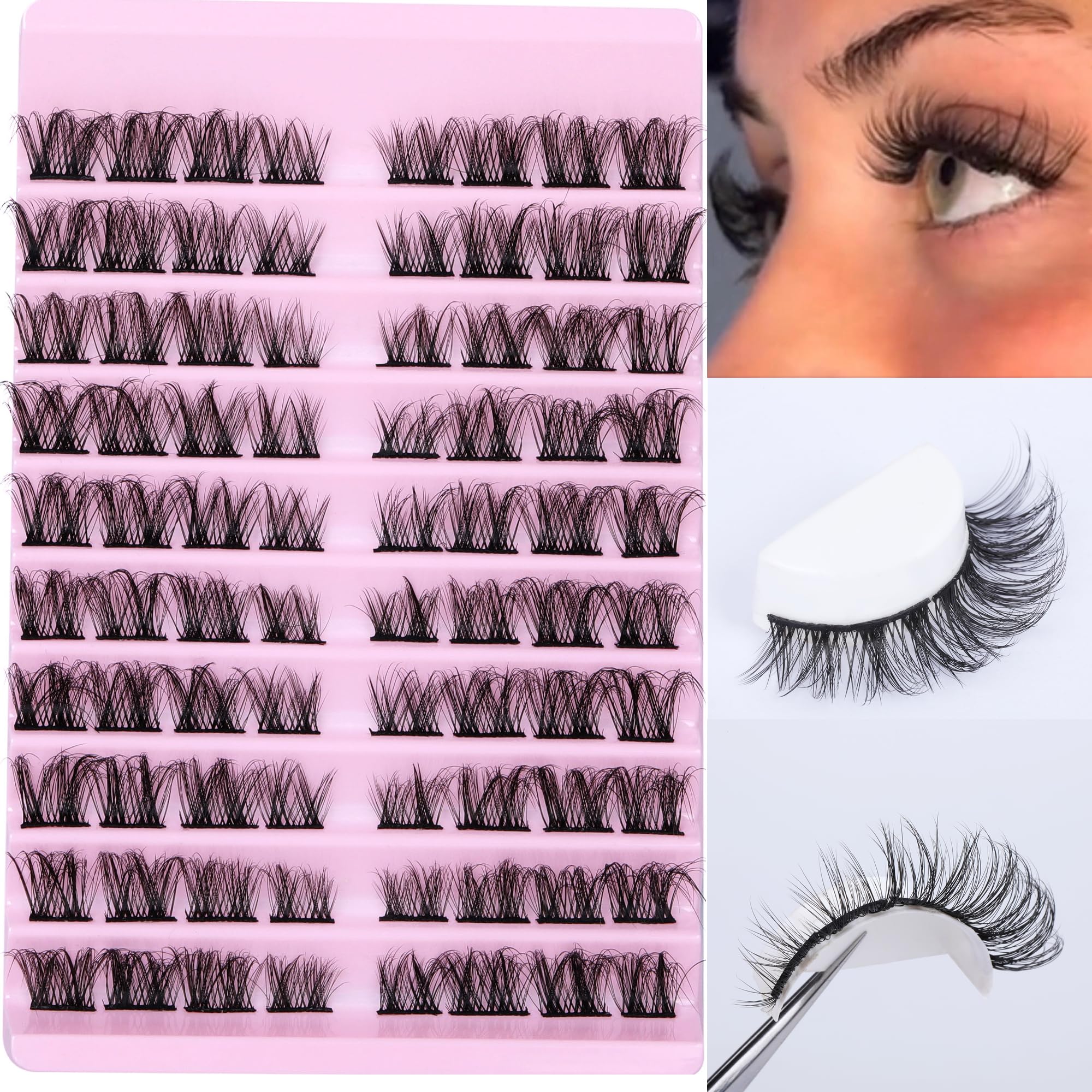 FANXITON False Eyelashes 20MM Faux Mink Thick Fluffy 6D Dramatic Soft 7 Pairs Lashes Cat Eye Multipack