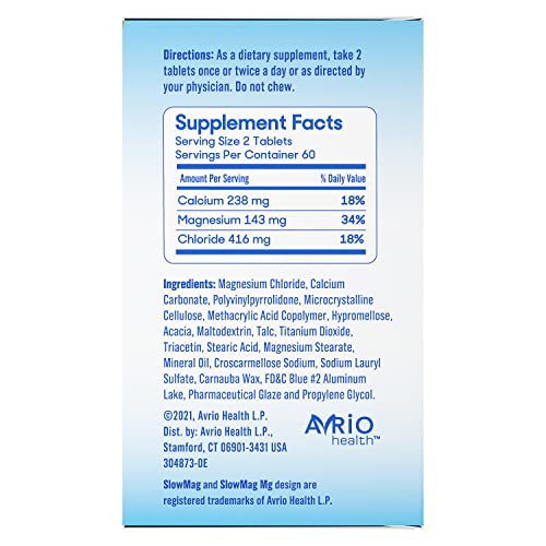 Slow-Mag Mg Muscle + Heart Magnesium Chloride with Calcium Supplement for Support of Heart, Muscles & Nervous System, 120 Count