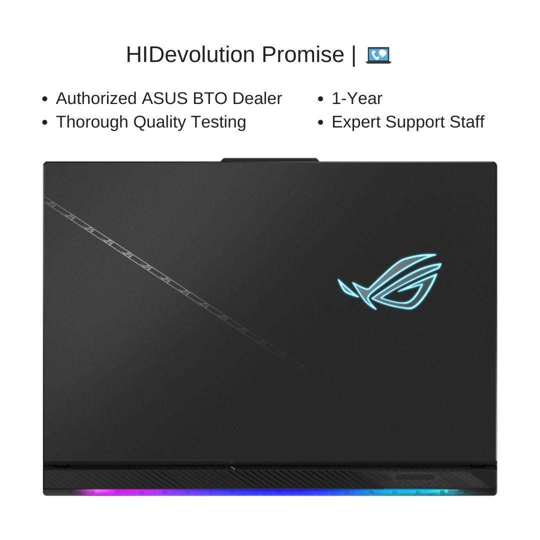 HIDevolution ASUS ROG Strix Scar 18 G834JY 18" QHD+ 240Hz, 2.2 GHz i9-13980HX, RTX 4090, 96 GB DDR5 RAM, 16 TB PCIe SSD, Windows 11 Pro