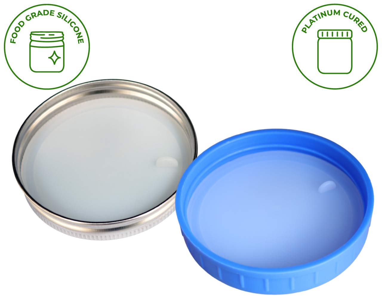 Leak Proof Platinum Silicone Sealing Lid Inserts/Liners for Mason Jars (10 Pack, Wide Mouth)