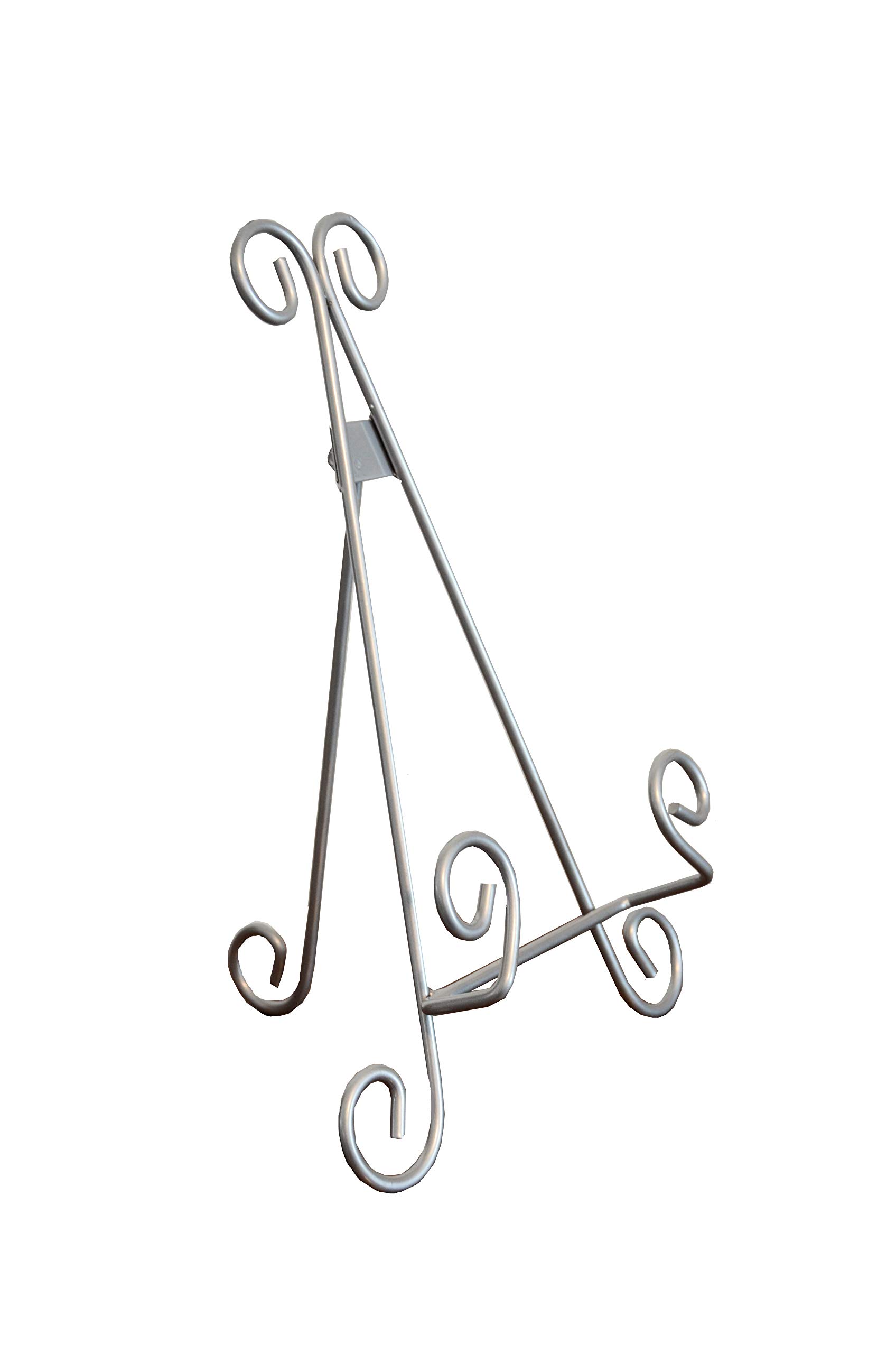 Heavy Duty Metal Artisan Curved Book Stand, Picture Frame Stand, Plaque Stand, Cook Book Stand, Silver