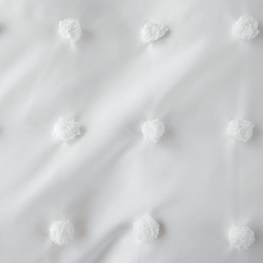 Uthem Tufted Duvet Cover Full Size (79x90 inch),3 Pieces - 1 Jacquard Comforter Cover with 2 Pillowcase,Chenille Dots All Season Soft Washed Microfiber Bedding Set with Zipper Closure,White