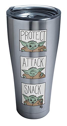 Tervis Star Wars - The Mandalorian Protect Attack Snack Triple Walled Insulated Tumbler Travel Cup Keeps Drinks Cold & Hot, 30oz, Stainless Steel