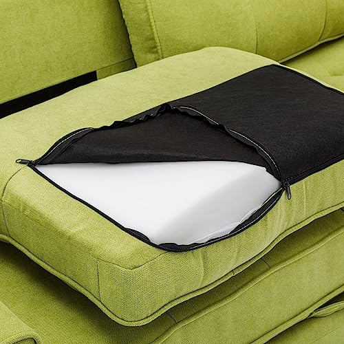 Merax 59.4" Loveseat Pull-Out Sofa Bed Modern Upholstered Couch with Side Pocket for Living Room Office,Green