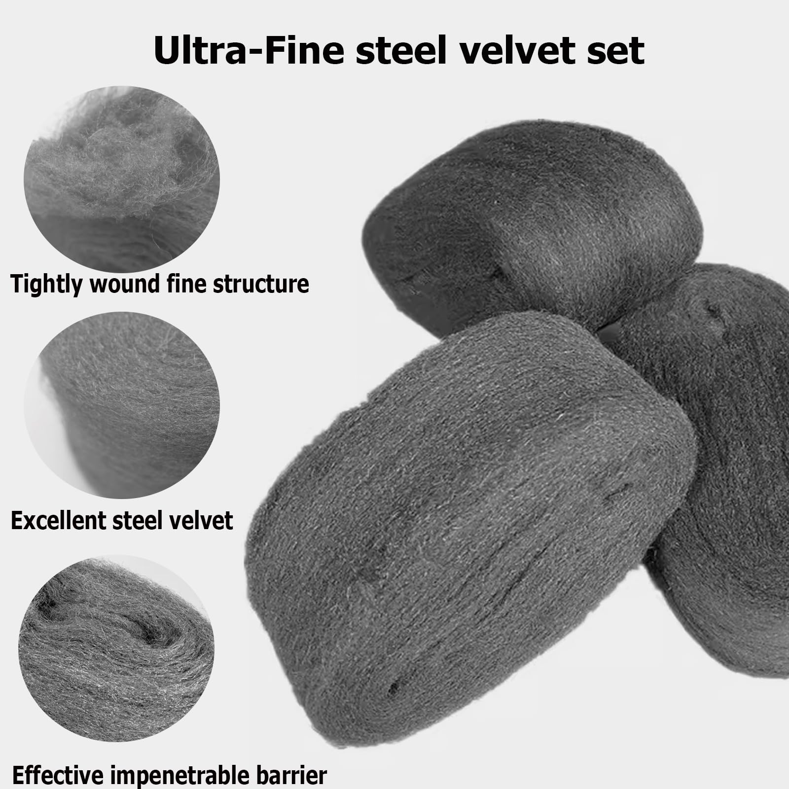 LPYFRG 3Pack Stainless Steel Wool,2.5""x16.5FT Steel Wool Fill Fabric Roll,Gap Blocker Coarse Wire Hardware Cloth DIY Kit for Holes, Wall, Garden, Kitchen, Pipeline in Garage,Complimentary Gloves