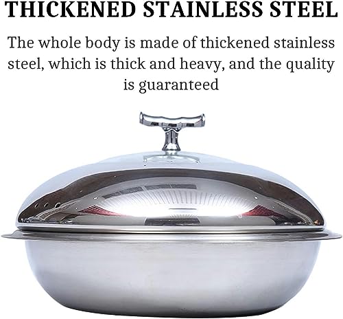 Stainless Steel Chafing Dish Fuel Holders, Round Catering Buffet Warming Container Server Tray, with Food Pan and Lid, for Party or Banquet