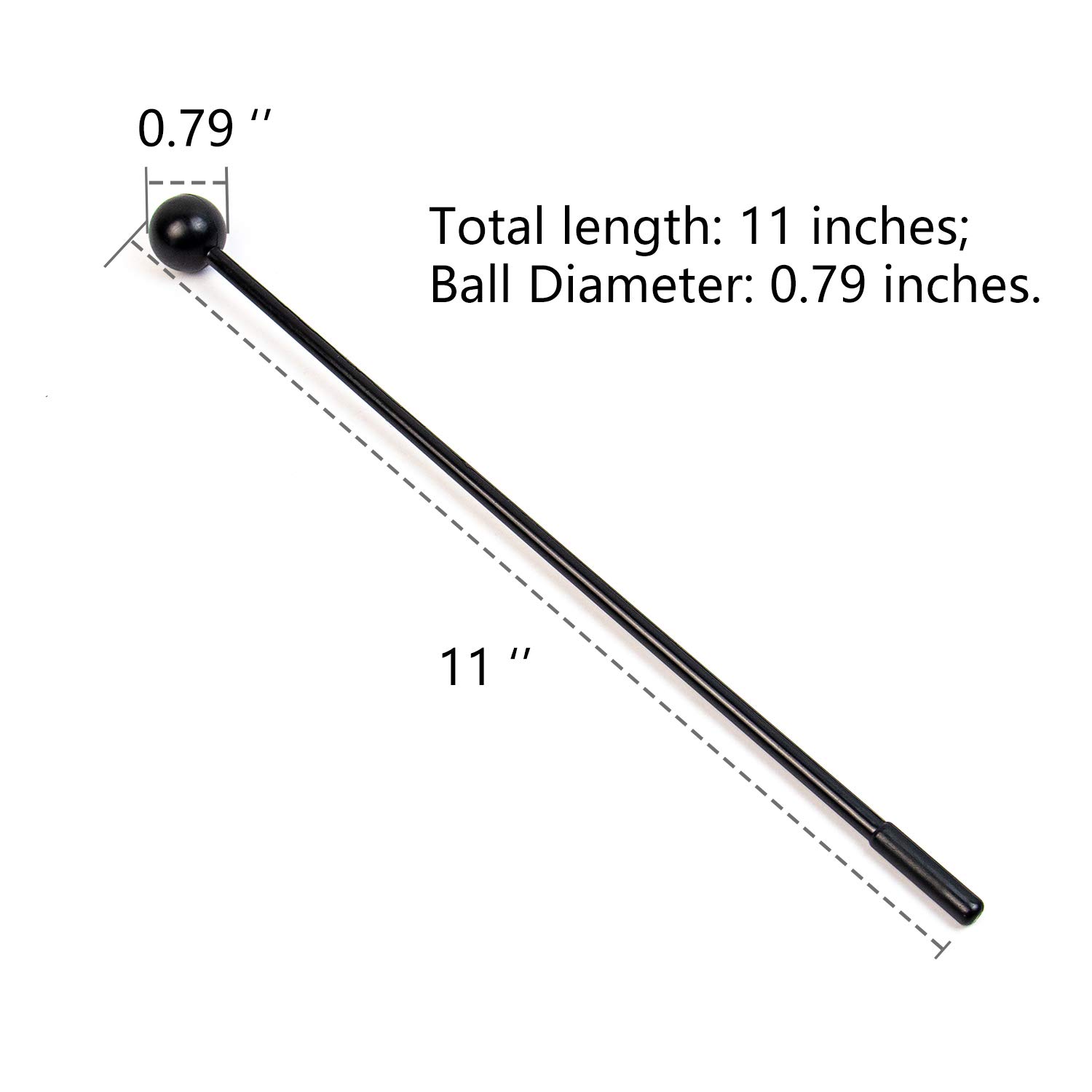 Framendino, 10 Pack Plastic Bell Mallets Solid Drum Percussion Sticks Hammer for Drum Chime Xylophone 11 Inch Long Black