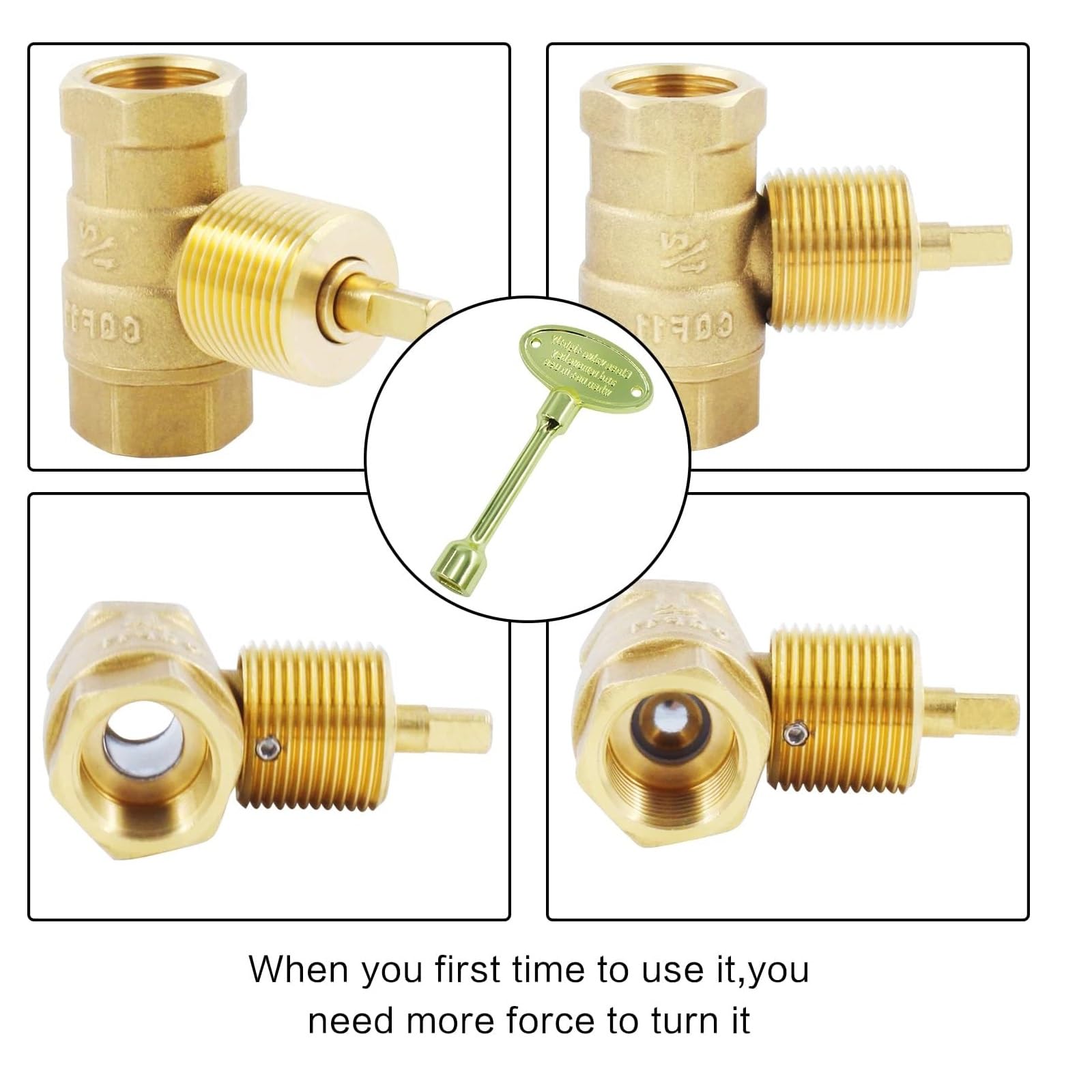 MCAMPAS Replacement Parts Gas Valve Key for Gas Fire Pits and Fireplaces, Polished Brass Replacement Gas Key Fits 1/4" Turn Ball Valve 3β Long of 2 Pack