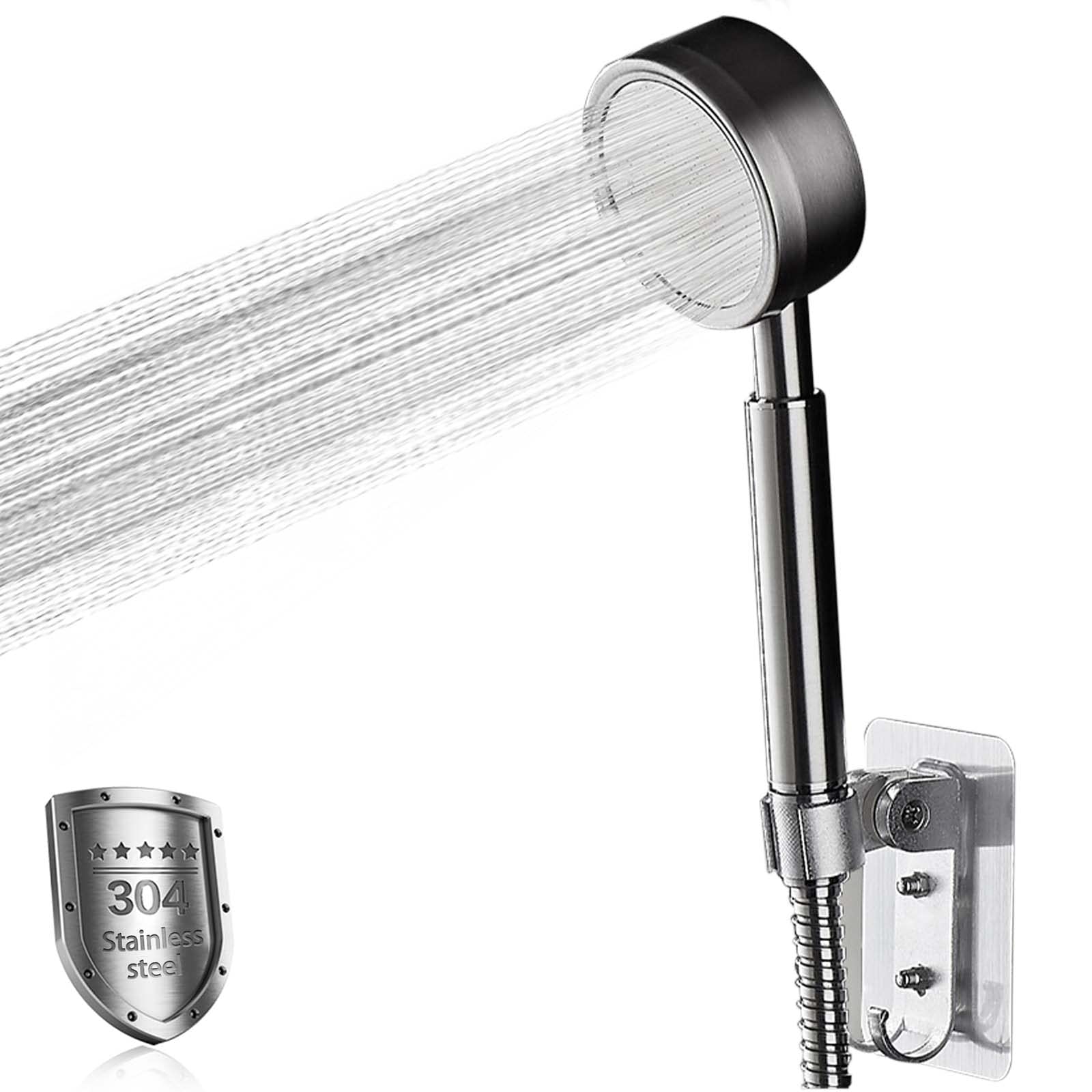 High-pressure shower head with handheld, 304 stainless steel shower head with 78" long hose and extra wall bracket,all metal small hand held detachable bathroom shower heads (silver white)