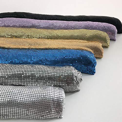 Sparkly Metal Mesh Fabric Chainmail Jewelry Making Metal Mesh Fabric DIY Make a Bra Cape and Pants (Black)