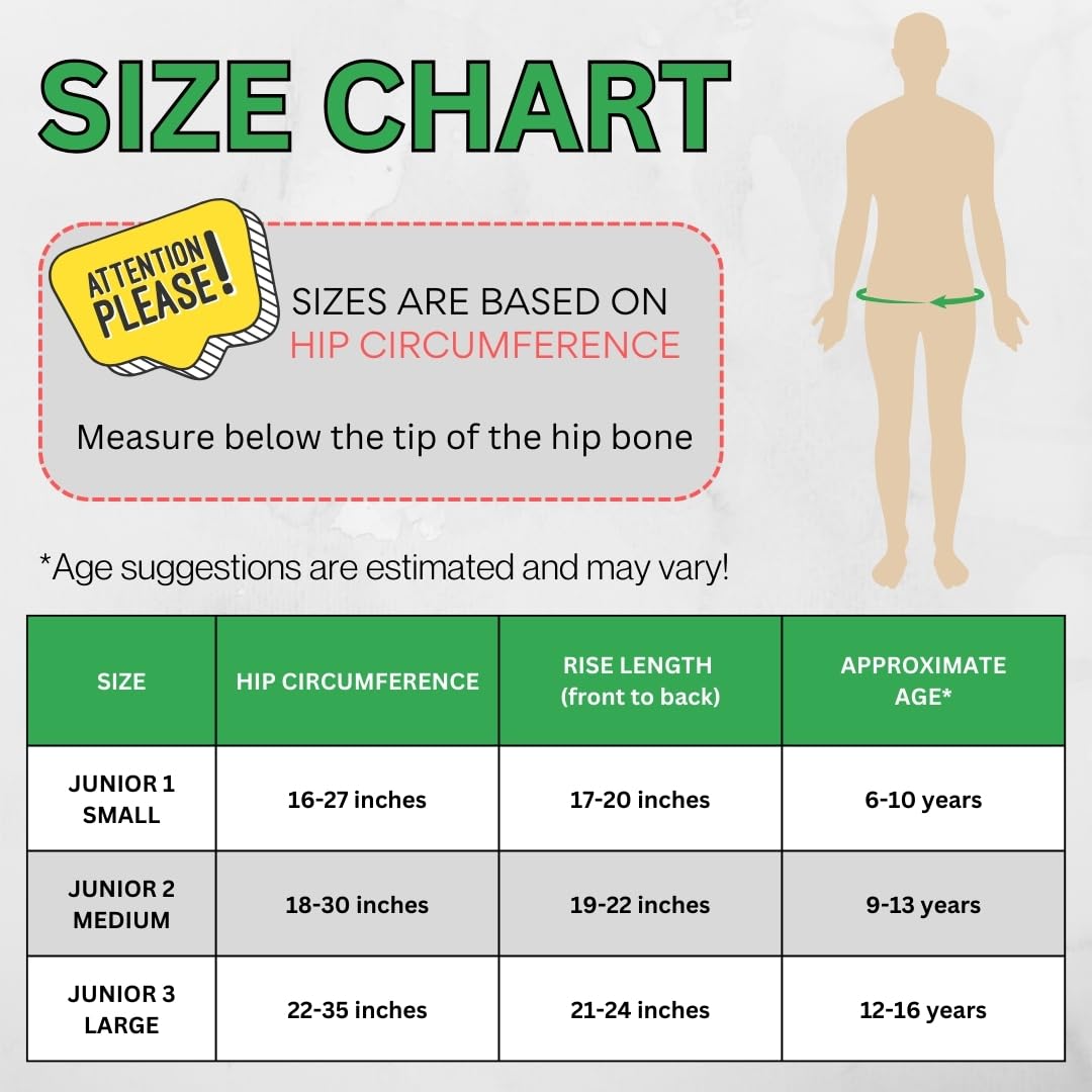 Special Needs Big Kids' Protective Briefs: Nighttime Cloth Diaper Set for Incontinence & Bedwetting, Age 6-16 Years (Olive Green, Junior 2)
