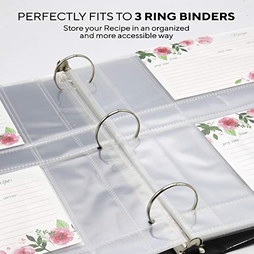 Toucan Craft Supplies Recipe Card Protectors, Refill Sheets for 3 Ring Binders, Recipe Book Pocket Page Sheet Protectors, Holds 4 x 6-inch pockets, 4 Cards Per Sheet, Clear 50 Pack