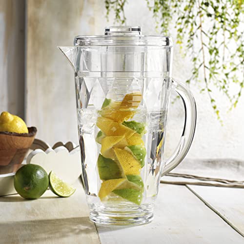 Water Infuser Pitcher β Fruit Infuser Water Pitcher By Home Essentials & Beyond β Shatterproof Acrylic Pitcher β Elegant Durable Design β Ideal for Iced Tea, Fruit Infused Water and Juice (67.7 oz.)