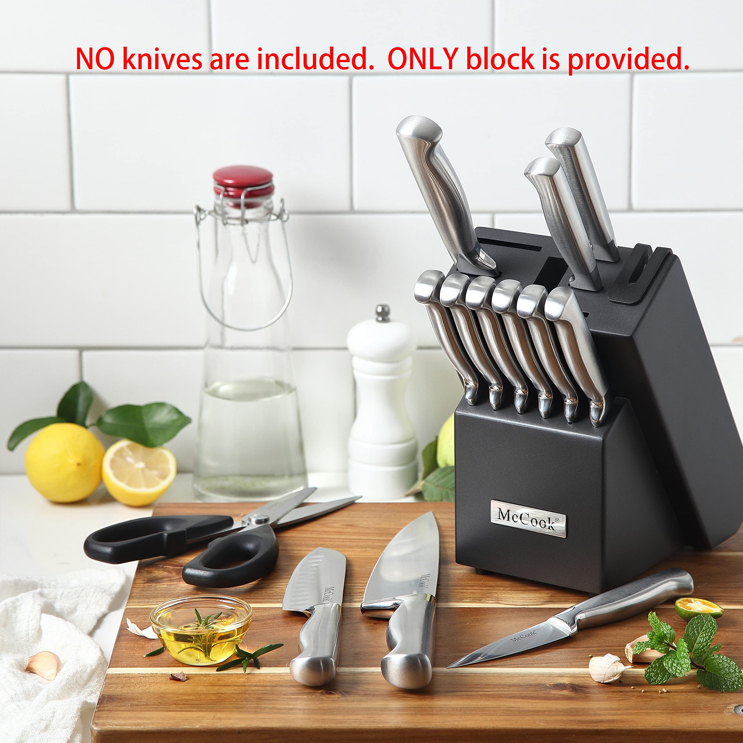 McCook MC59B Steak Knives Set of 6 + McCook Knife MC21Block