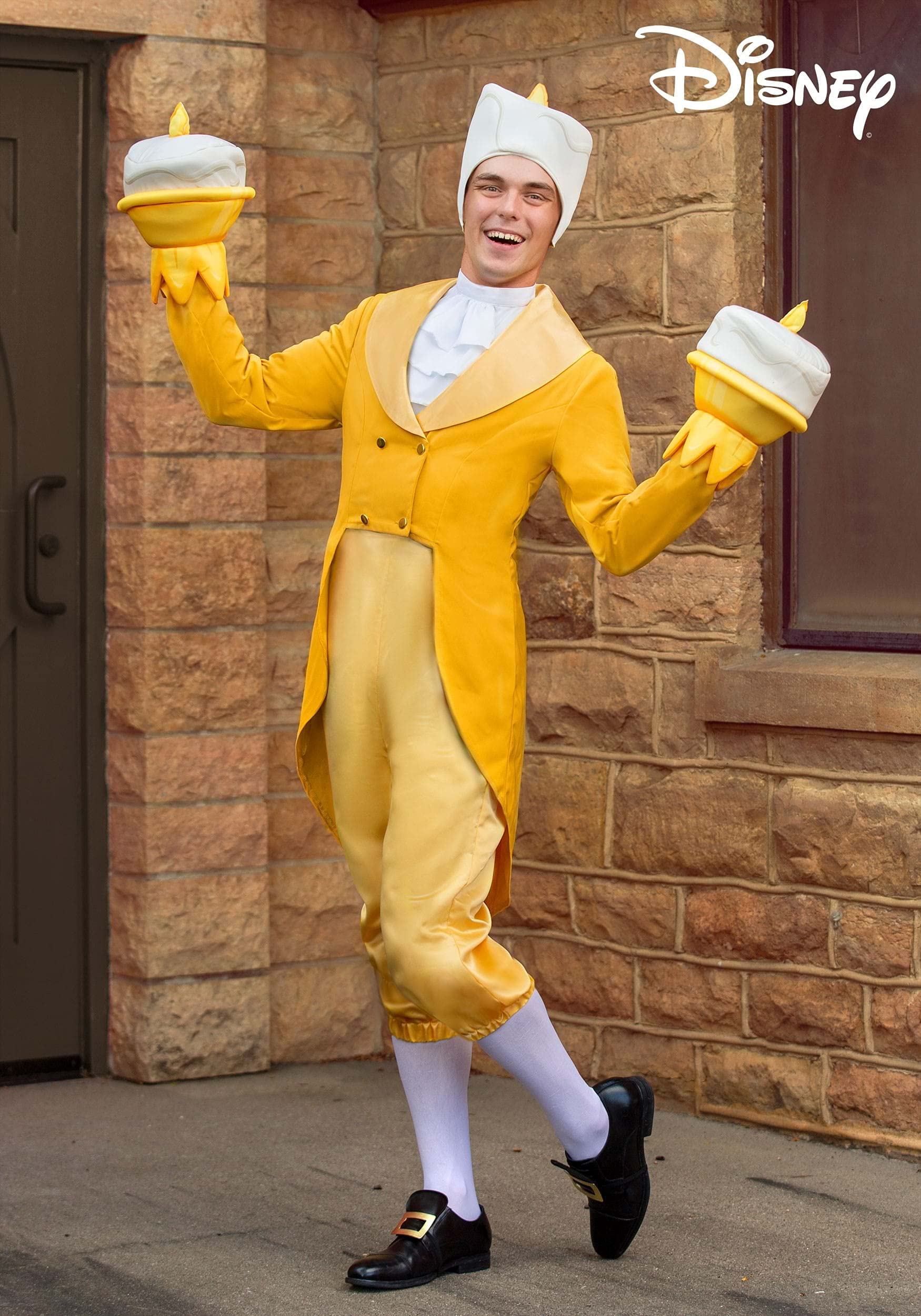 Fun Costumes Disneys Beauty and the Beast Lumiere Costume for Men, Be Our Guest Candlestick Charmer Outfit Medium