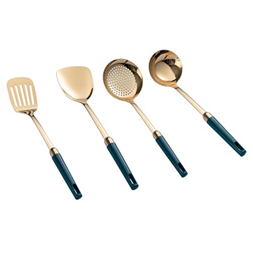 Golden Stainless Steel Cookware Cooking Tool Soup Spoon Spatula Fork Shovel Kitchen Utensils Set