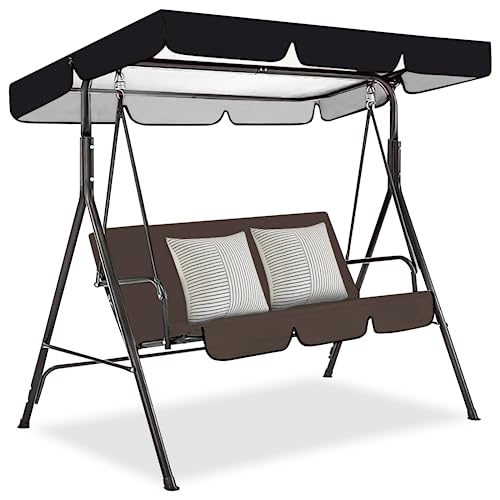Patio Swing Canopy for 3-Seat Swings,Waterproof & Sunproof Porch Swing Chair Top Cover Replacement for Sunshade, Made of 190T High-Density Polyester, 75 x 52 x 6’’(seat Cover is not Included)