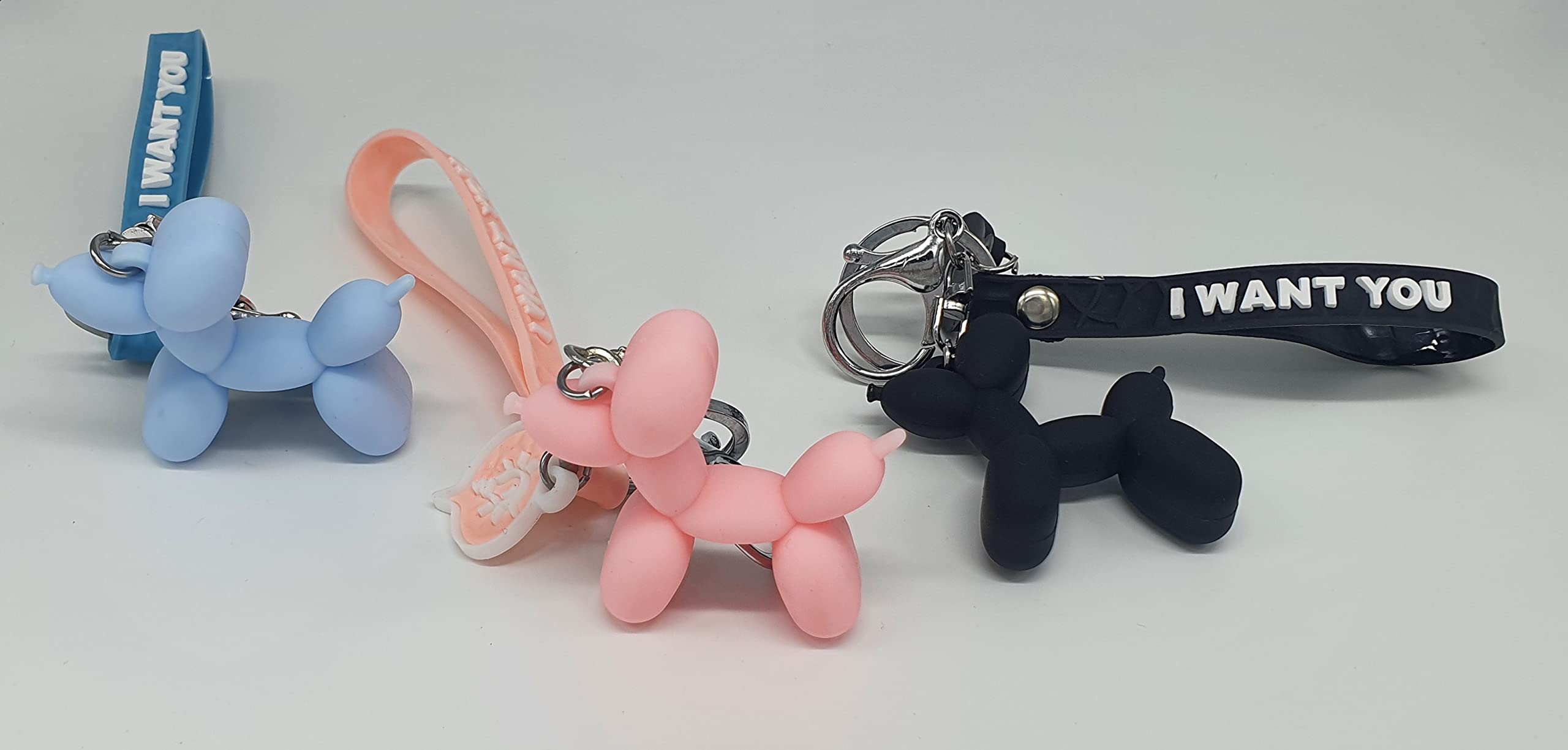 Generic Cute Dog Keychain Balloon Dog Style Keyring soft Silicon Animal Keyhook Lovely Puppy Key Holder (Sky-blue)