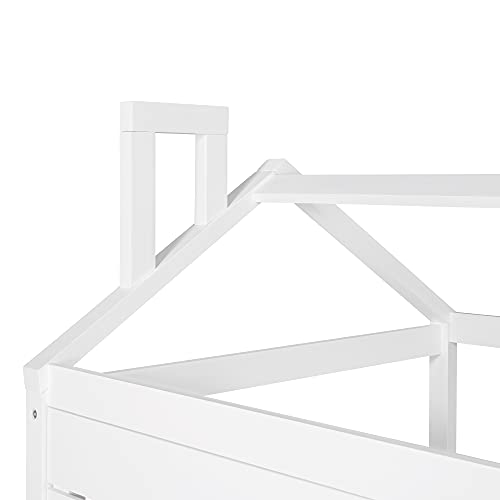 Merax Twin Size House Bed for Kids Wood House Bed Frame with Trundle and Window Storage Bed Frame for Kids Teens Adults