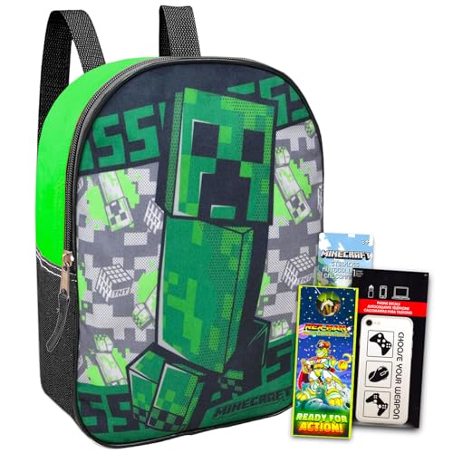 Minecraft Mini Backpack for Kids - Bundle with 11" Minecraft Backpack for School, Travel Plus Stickers and More | Minecraft School Bag for Boys, Girls