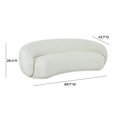 TOV Furniture Kendall 28.4" H Modern Velvet Upholstered/Wood Sofa in Cream