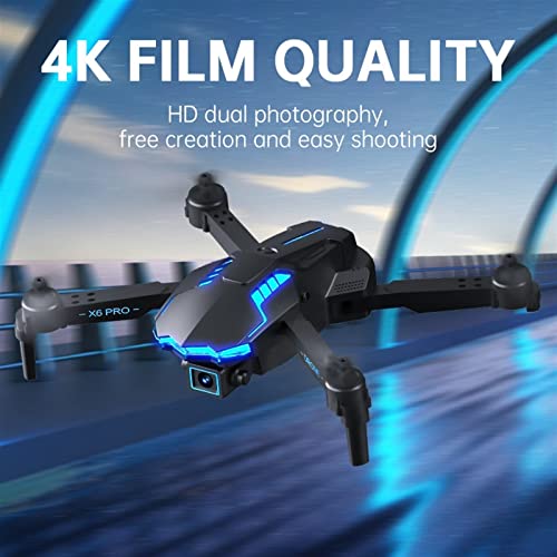 X6 Pro Foldable Dual Camera Drone With 4K HD - WiFi FPV Live Video, Altitude Hold, One Key Take Off/Landing, APP Control, Headless Mode, RC Mini Plane Toys, Gifts For Beginner Kids Adult ( Color : 1 ,