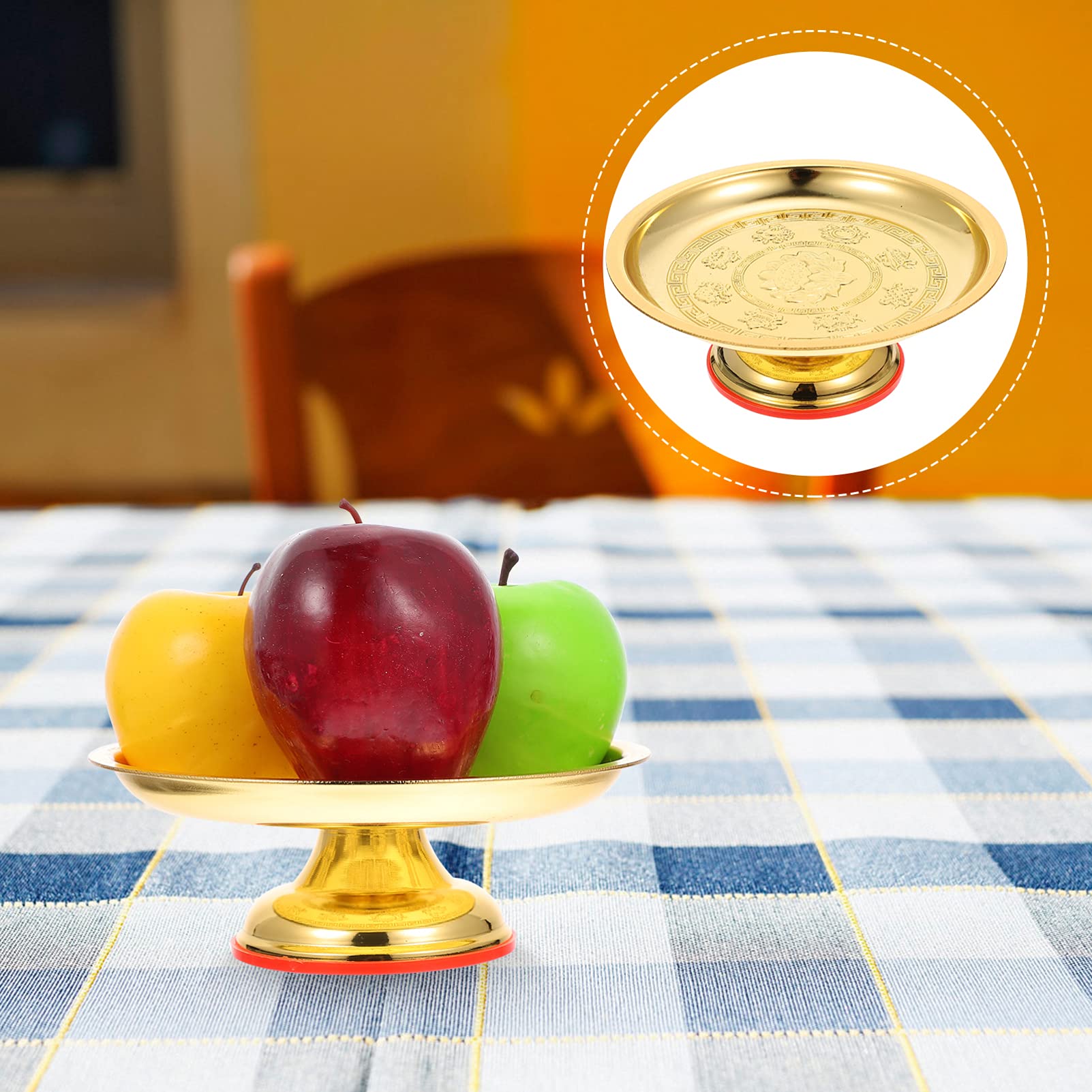 Hemoton 1pc Fruit Plate Cupcake Display Holder Fruit Holder Buddhist Bowl Appitizer Dish Buddha Decoration God Offering Bowl Buddhist Offering Plate Cake Dome Candy Bowl Counter Zinc Alloy