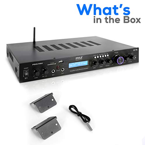 Pyle - 5 Channel Rack Mount Bluetooth Receiver, Home Theater Amp, Speaker Amplifier, Bluetooth Wireless Streaming, MP3/USB/SD/AUX/FM Radio, 200 Watt, w/Digital ID3 LCD Display from - PDA7BU.5