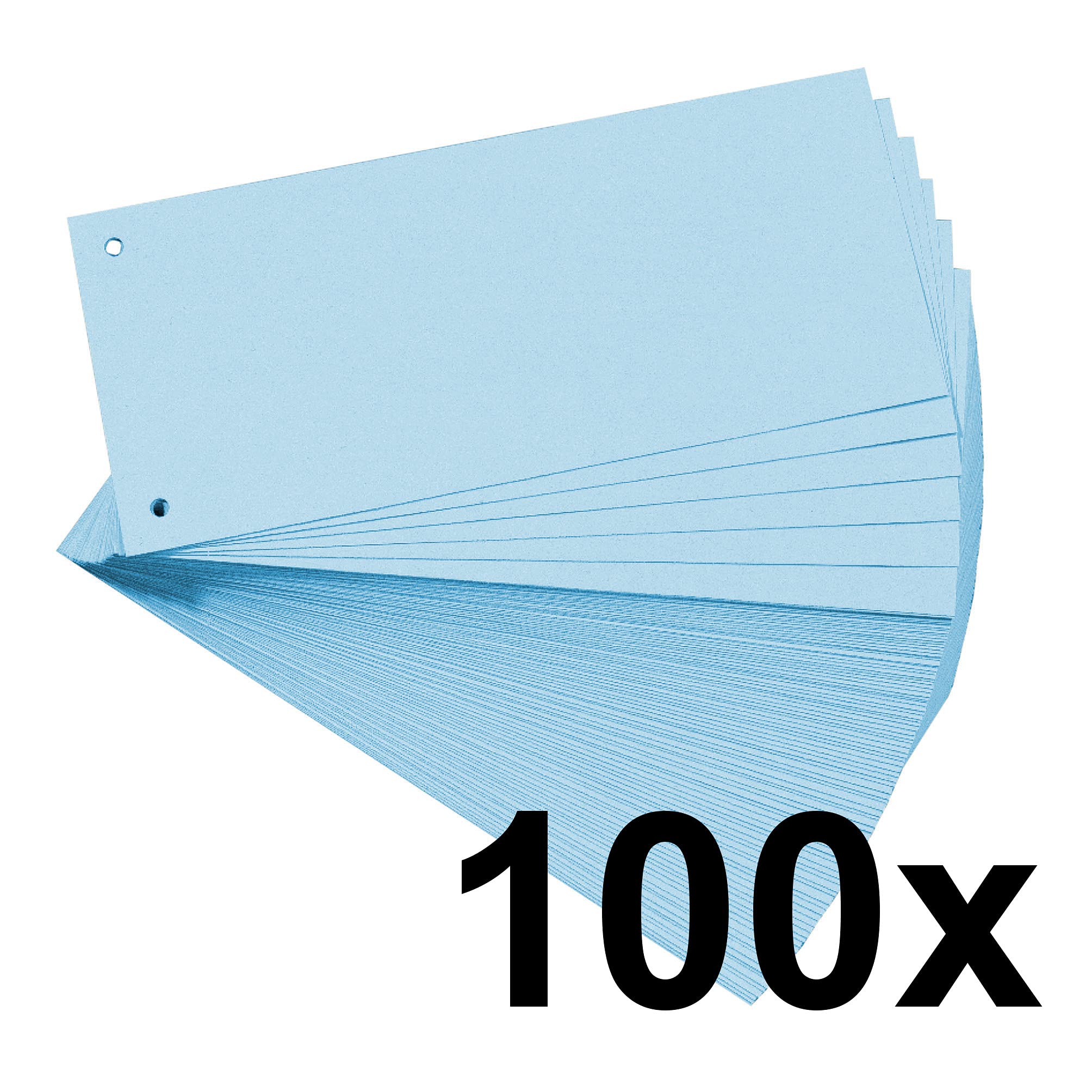 EXACOMPTA 13315B Paquet de 100 fiches intercalaires perforées 180g unies à l'italienne 10,5 cm x 24 cm pour classeur bleues