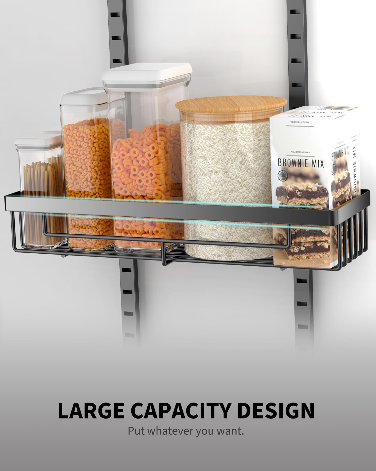 Moforoco 6 Tier Over the Door Food Storage Cabinet Organizer Black Hanging Kitchen Basket Organizer Wall Mounted Spice Rack Rear Cabinet Door Spice Rack Bathroom Home Bedroom Organizer (Black, 6-Tier)