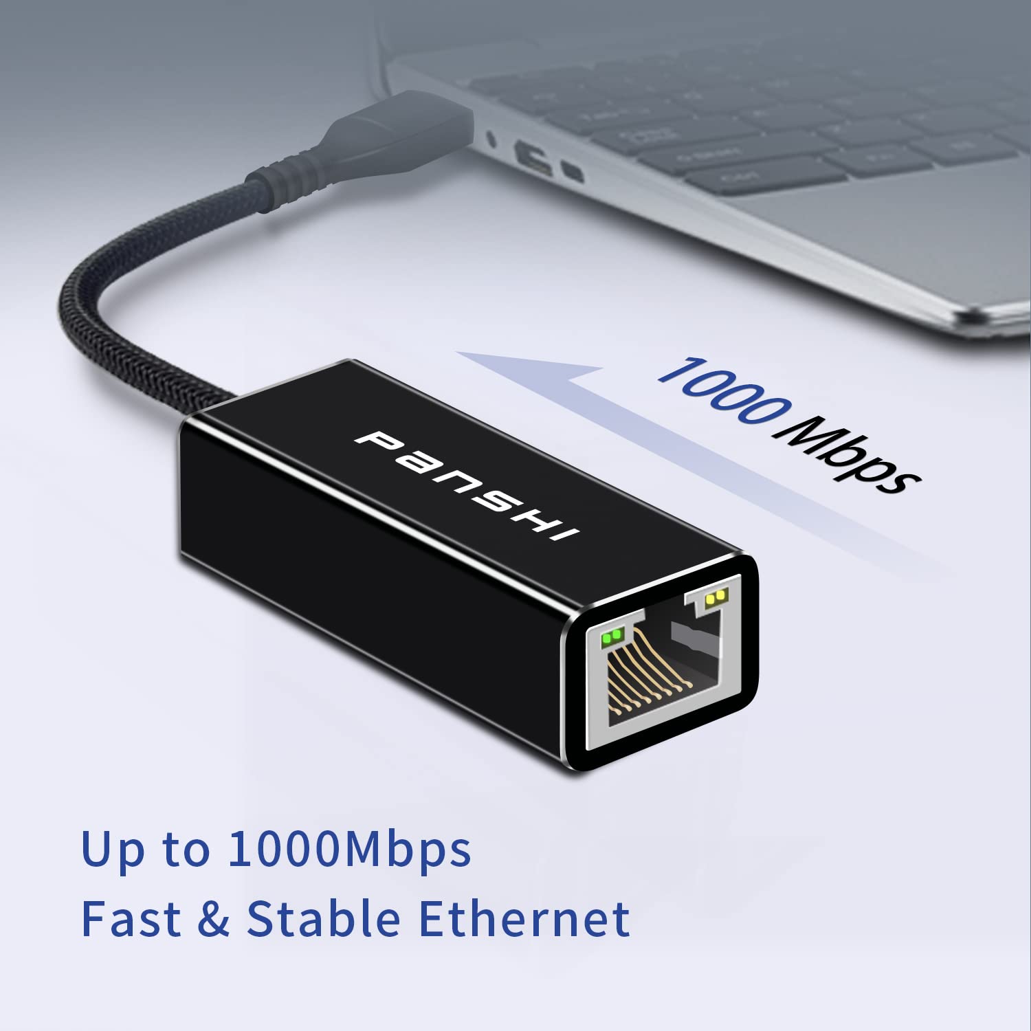 PANSHI USB3.0 to Ethernet Adapter USB to 10/100/1000 Mbps Gigabit Ethernet Adapter,USB A to RJ45 Wired LAN Network Adapter for Laptop PC Compatible for MacBook,Surface Windows, MacOS and More.