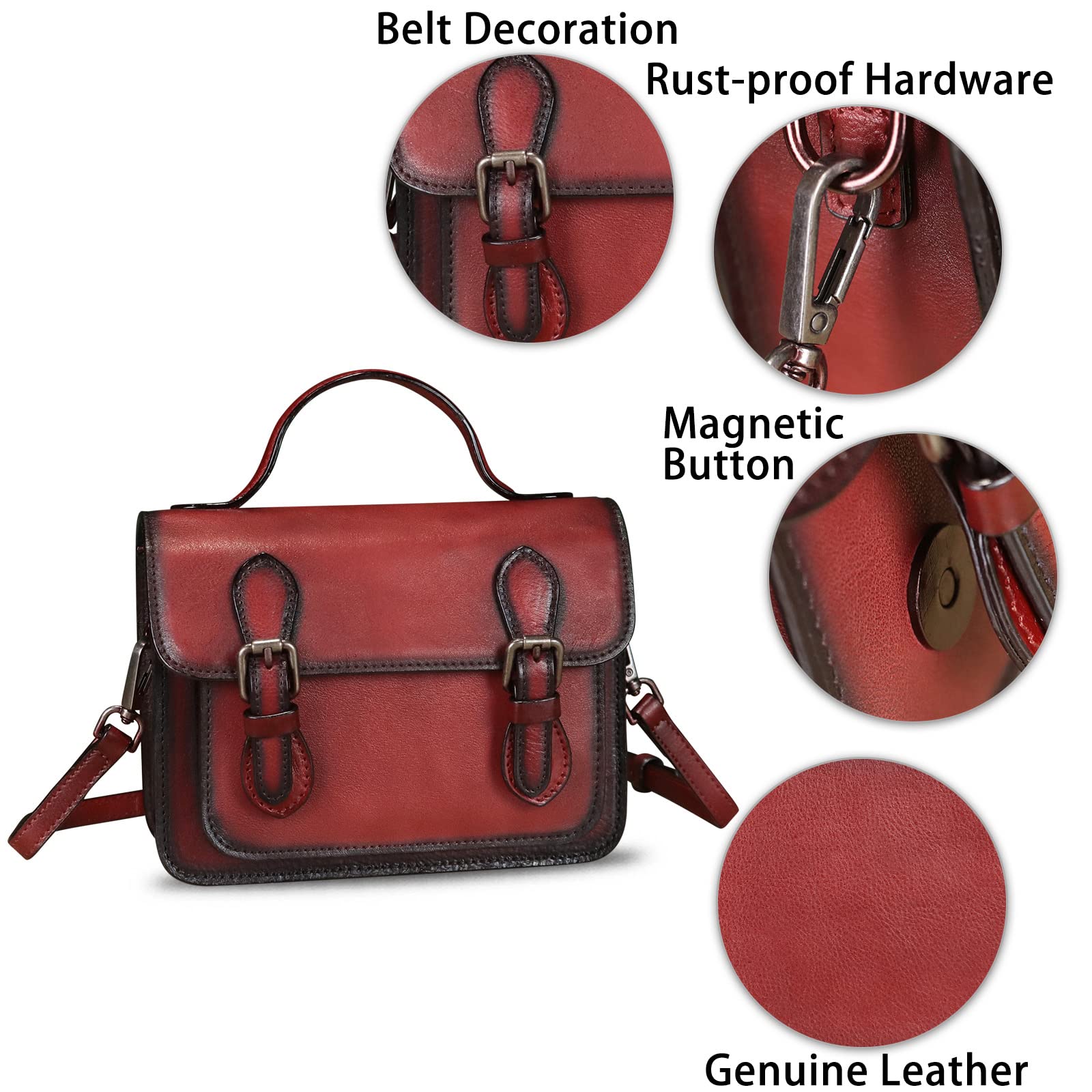 Genuine Leather Satchel Purse for Women Vintage Handmade Top Handle Handbag Crossbody Purse (Darkgrey)