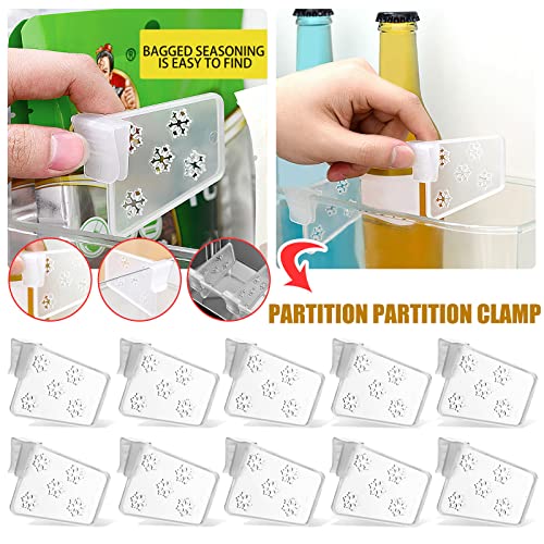 Plastic Refrigerator Dividers, 10 Pcs Adjustable -on Storage Box,Dresser Drawer Separators Tidy,Pantry - for Bedroom, Closet,