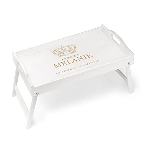 Maverton Breakfast Tray Table for Women - Personalized Bed Tray - Laptop Table with Foldable Legs - Decorative Serving Tray with Engraving - for Birthday - Serving Tray for her - Princess