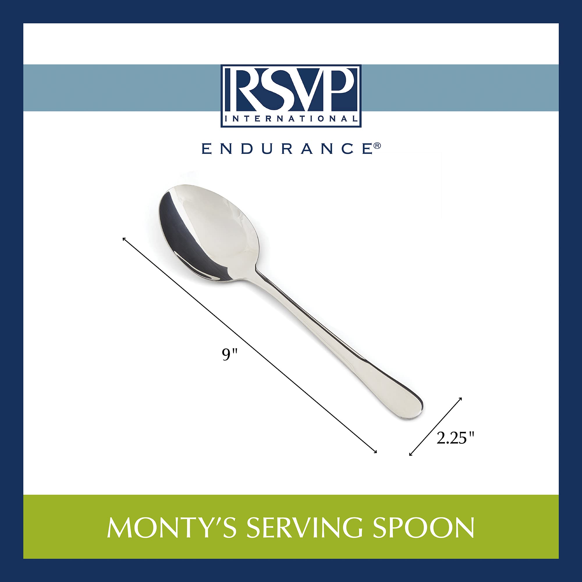 RSVP International Endurance Flatware Collection Stainless Steel, Dishwasher Safe, Serving Spoon