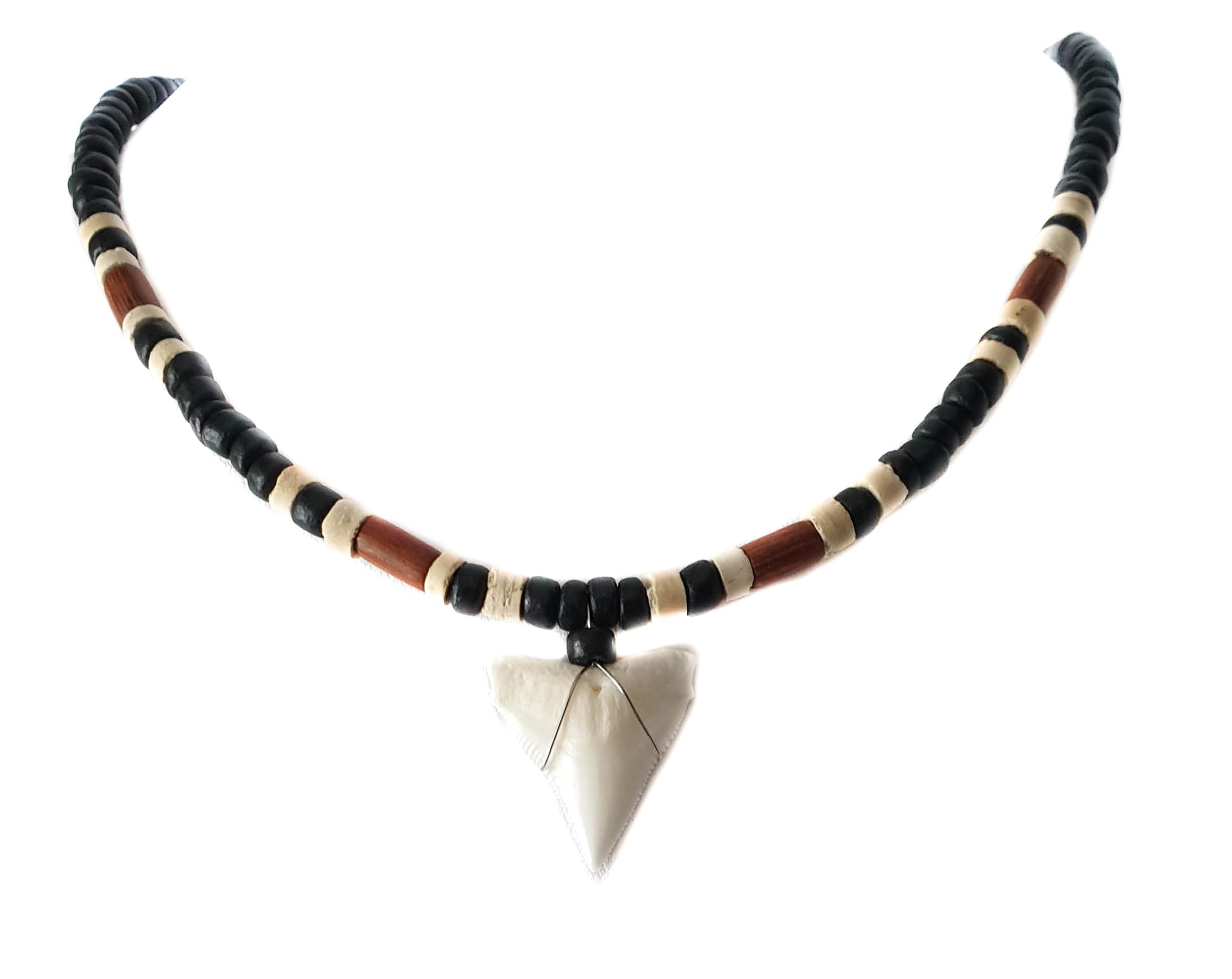 Genuine Mako Shark Tooth Beads Surfer Necklace for Men Women Handmade Boho Bohemian Jewelry GA390