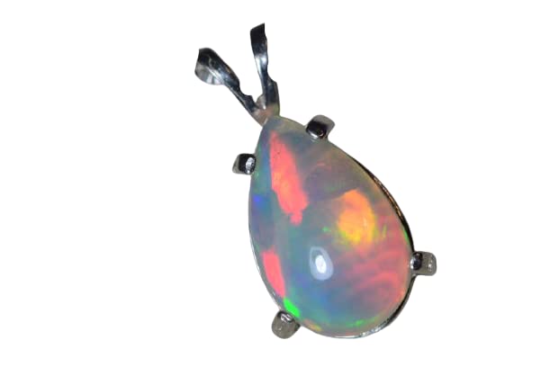 Genuine pear Ethiopian Fire Opal pendant 925 Sterling Silver Wedding Gemstone jewelry