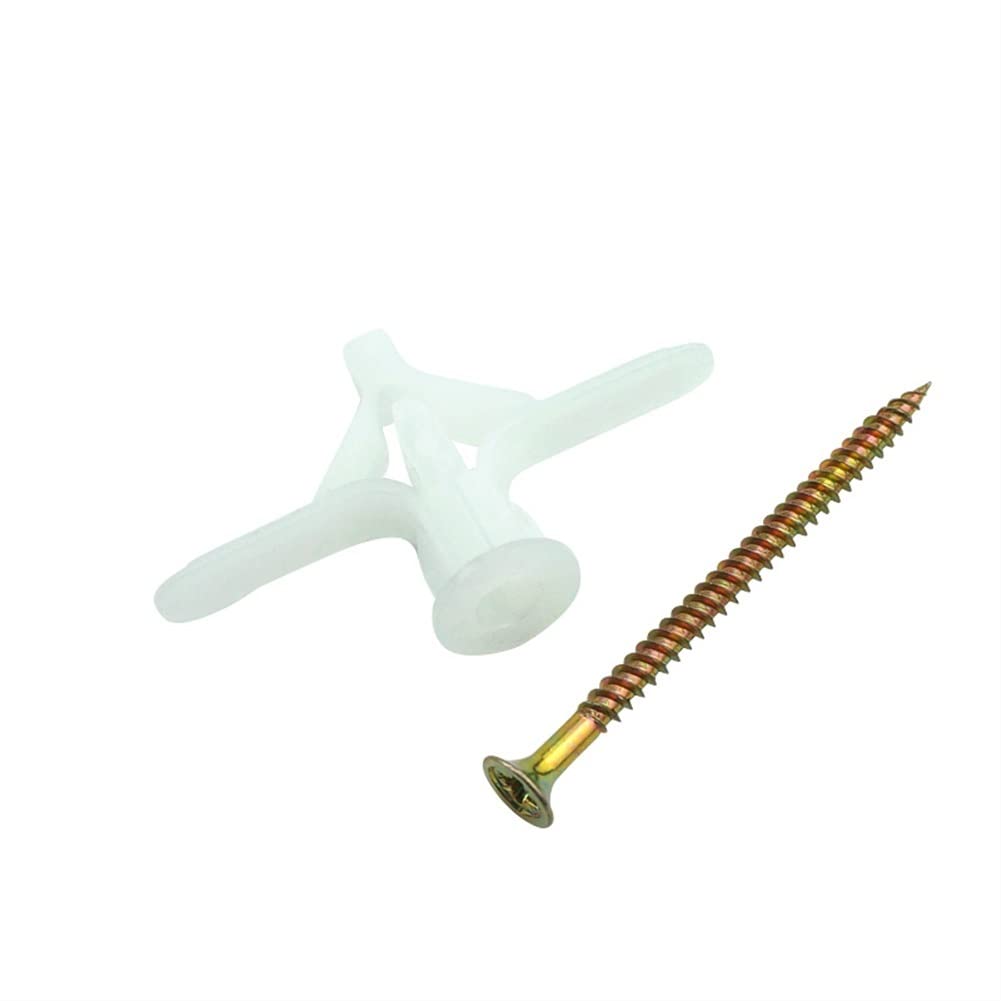 MOBEBI Expansion Bolts,60set Plasterboard Anchor Plastic Expansion Tube Pipe Wall Anchors Plugs Expansion with Head Screw Kit Anchor Bolts (Specification : A) (Size : B)