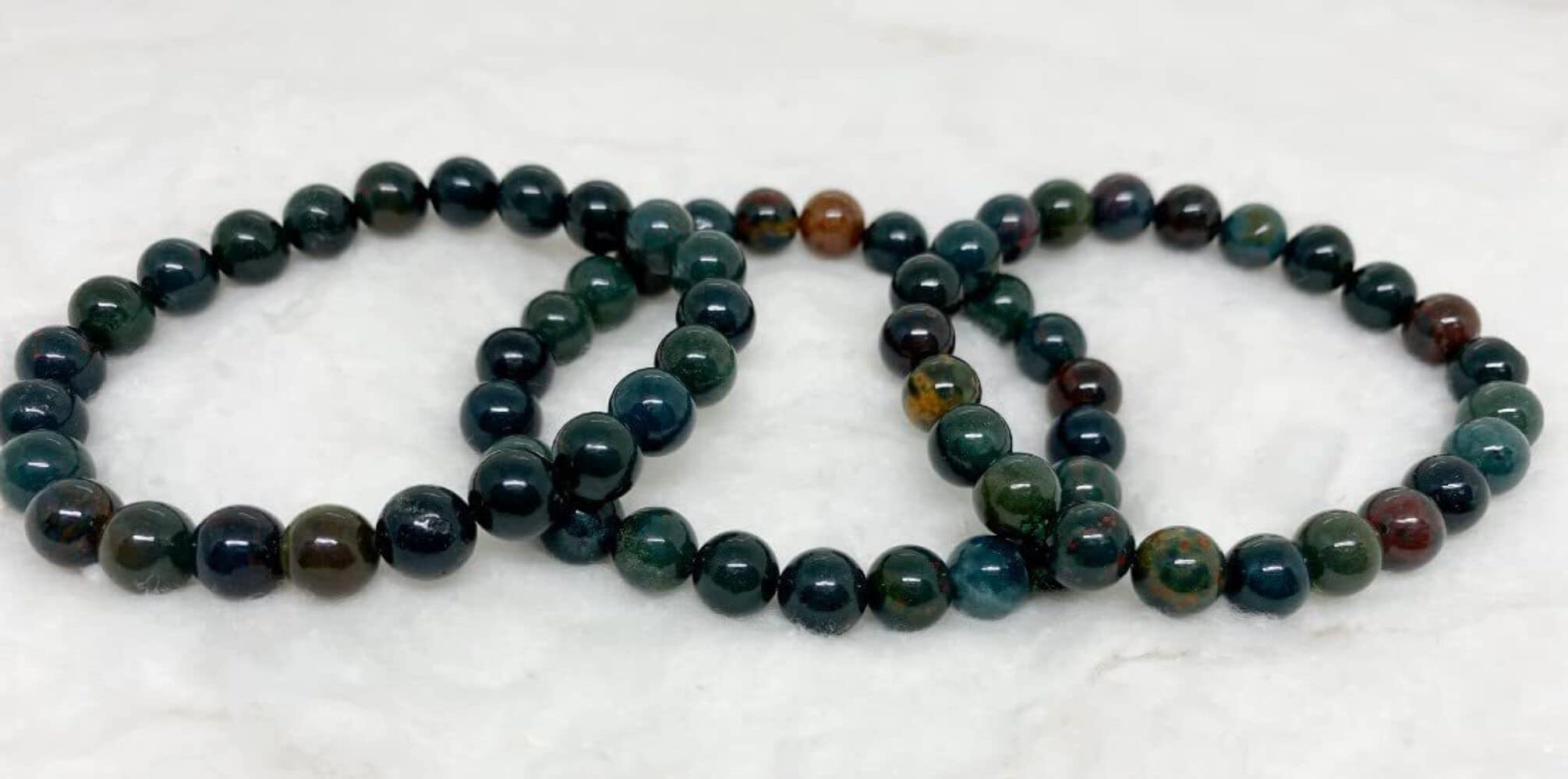 Generic Soothing Crystals Bloodstone Beaded Bracelet 8Mm A Grade 7.5 Inch (Bloodstone)